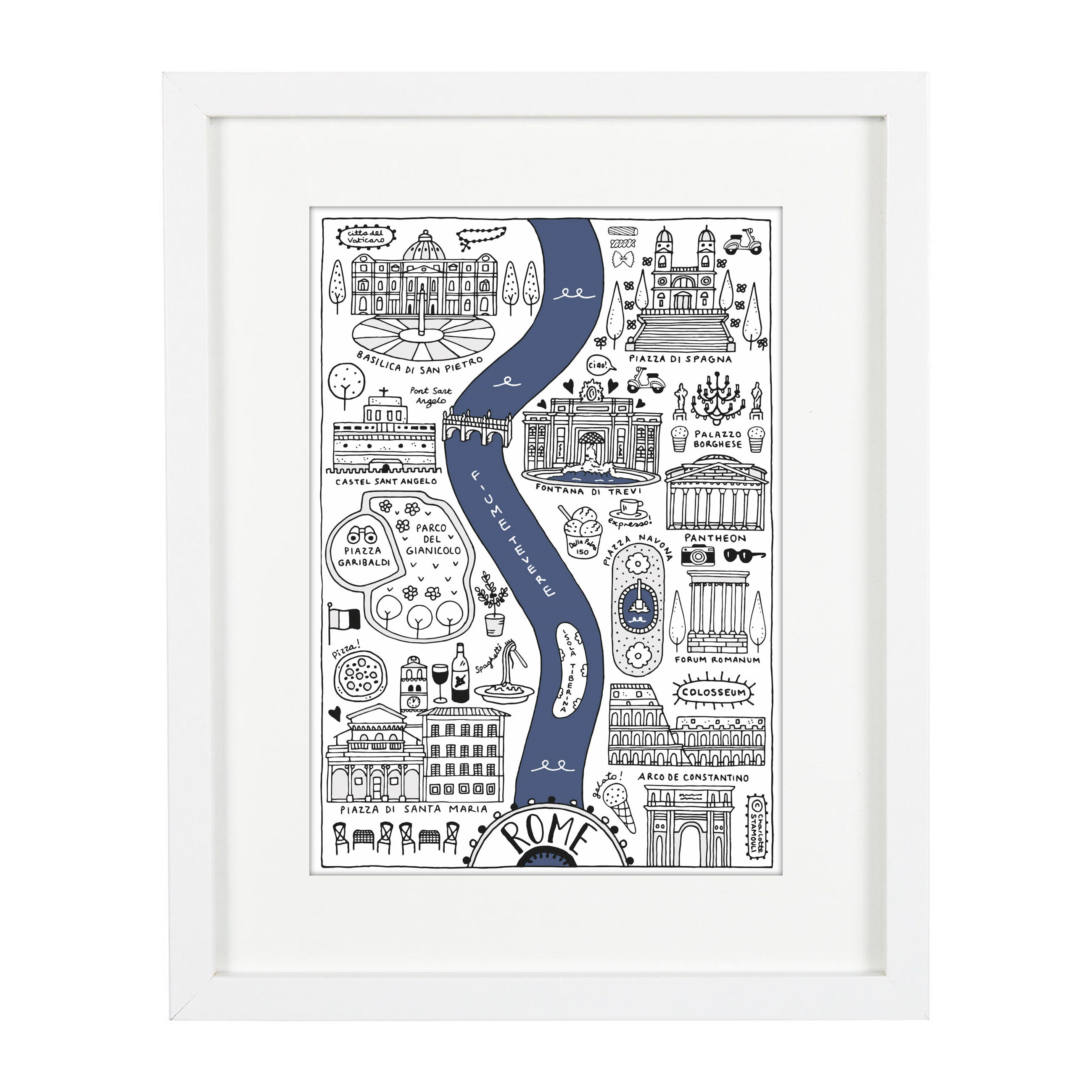 Rome City Map Illustrated Map of Rome Rome Print | Etsy