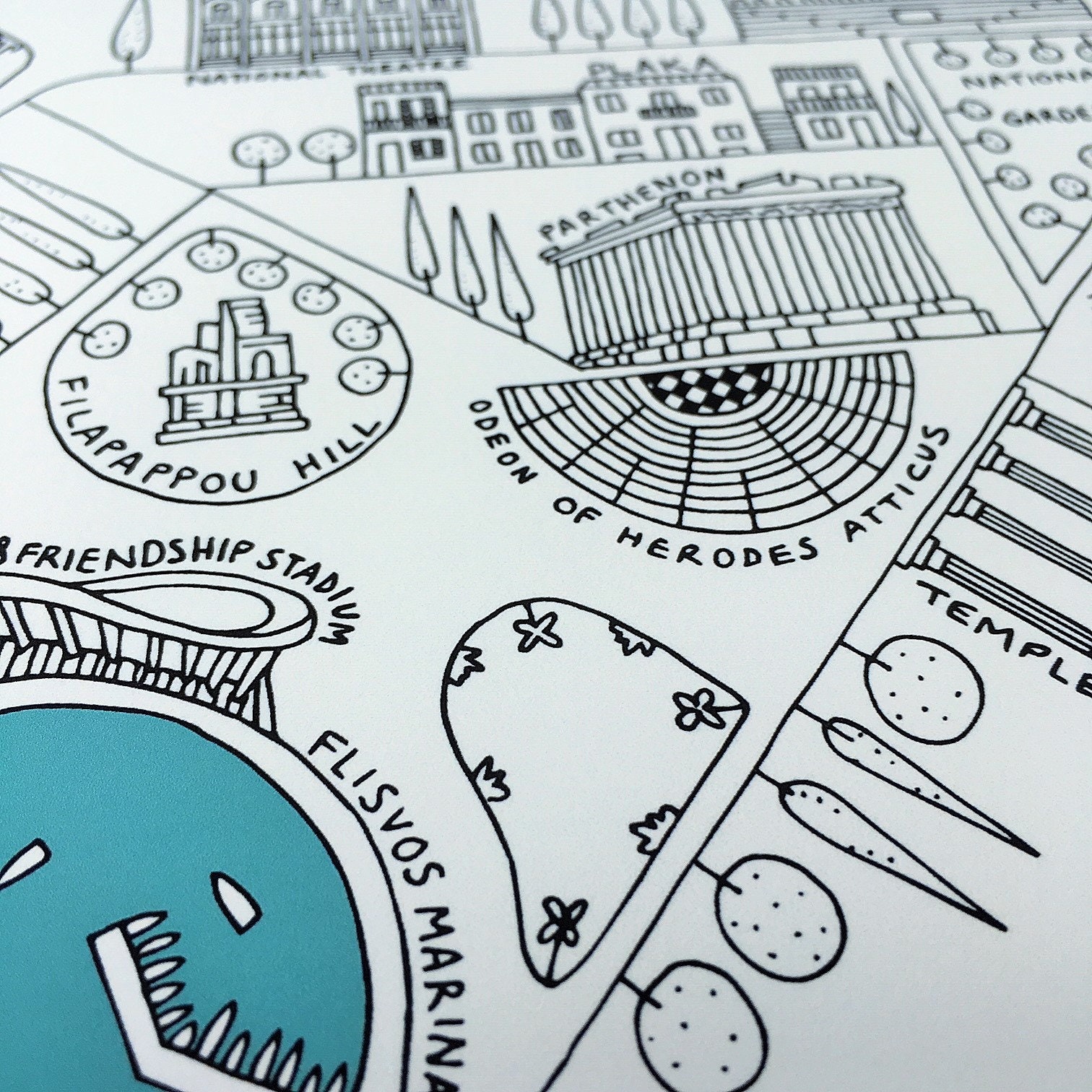 Athens Illustrated City Map Hand Drawn Athens Map Athens | Etsy