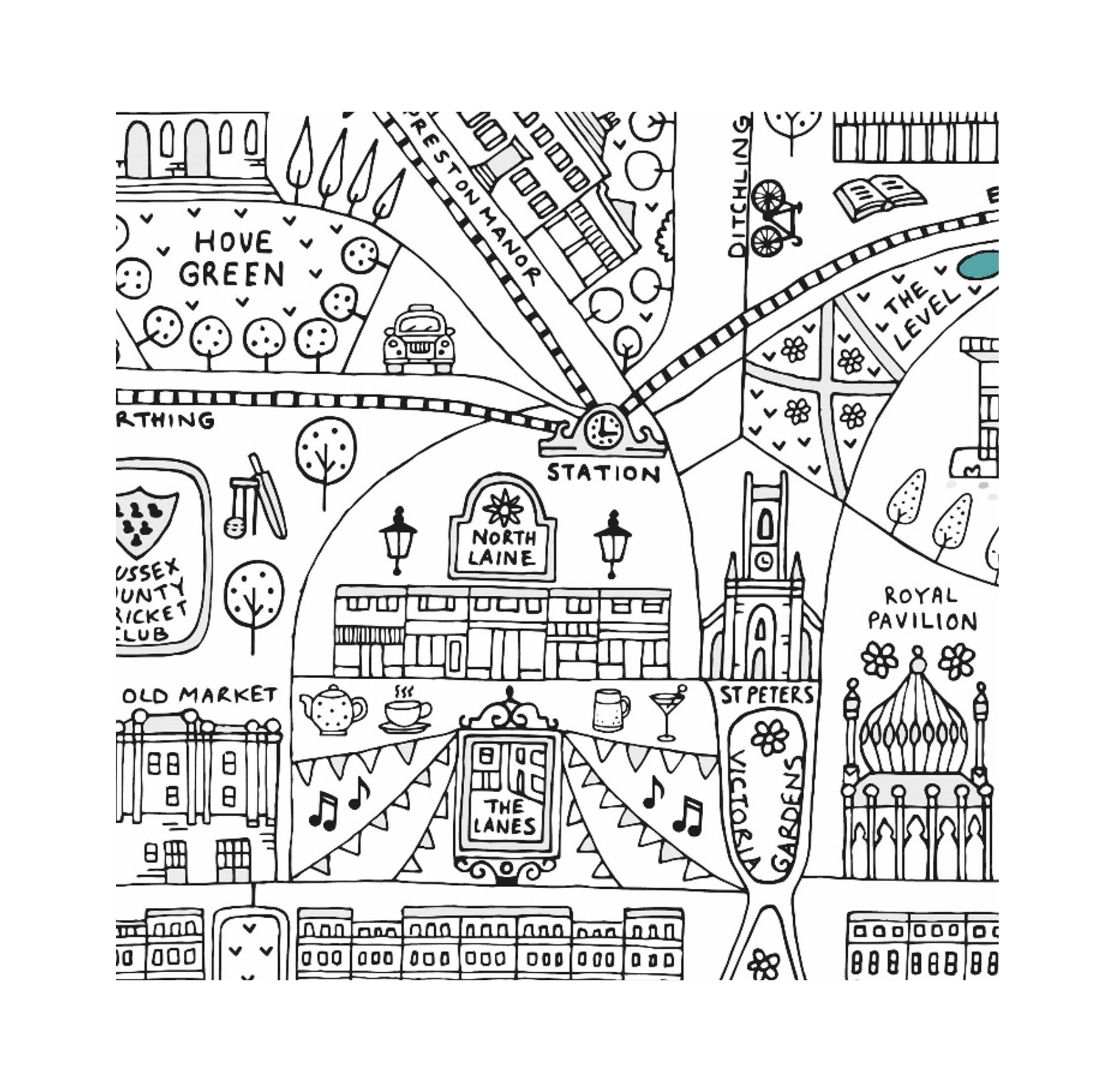 Brighton City Map Hand Drawn Brighton Map Brighton Print - Etsy UK