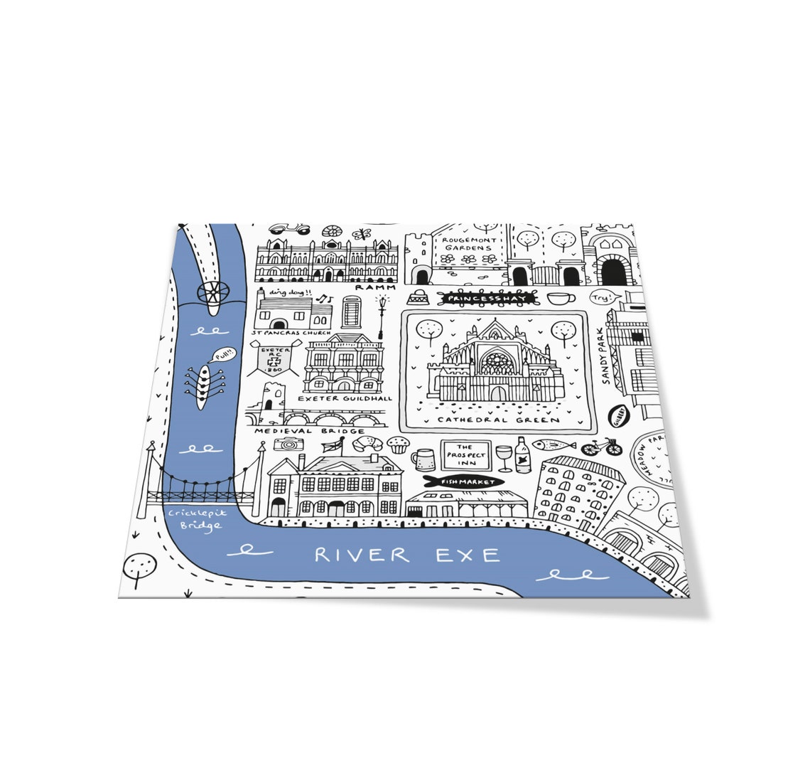 Exeter City Map | Hand Drawn Exeter Map | Exeter Print | Exeter ...