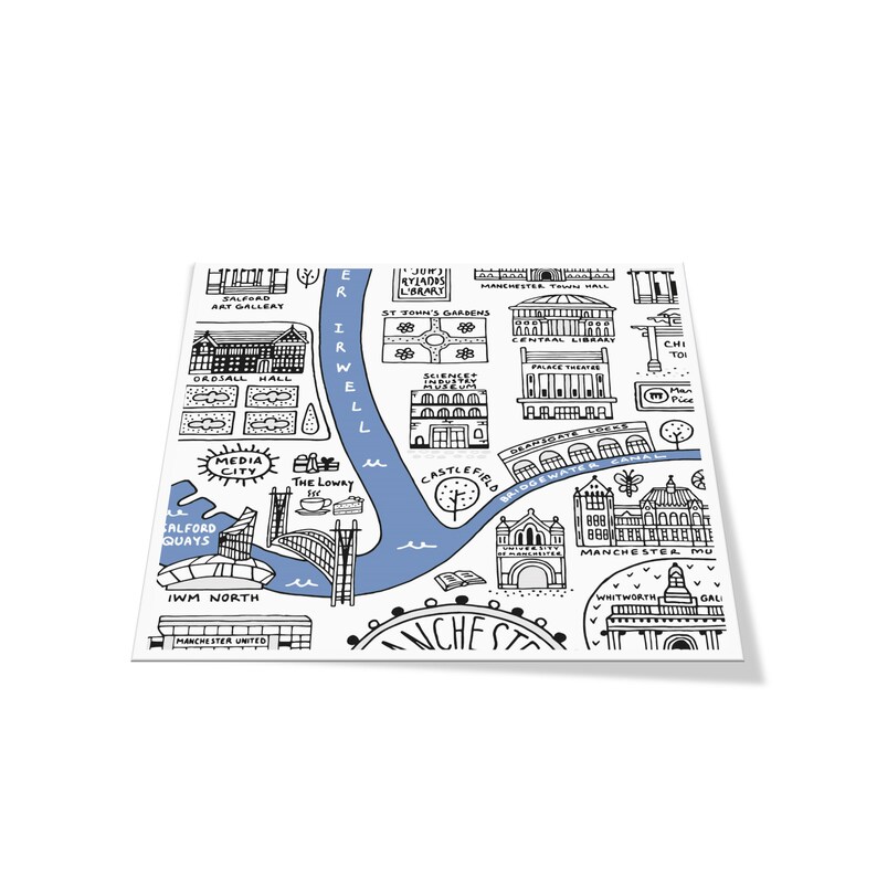 Manchester Illustrated City Map Hand Drawn Manchester Map - Etsy