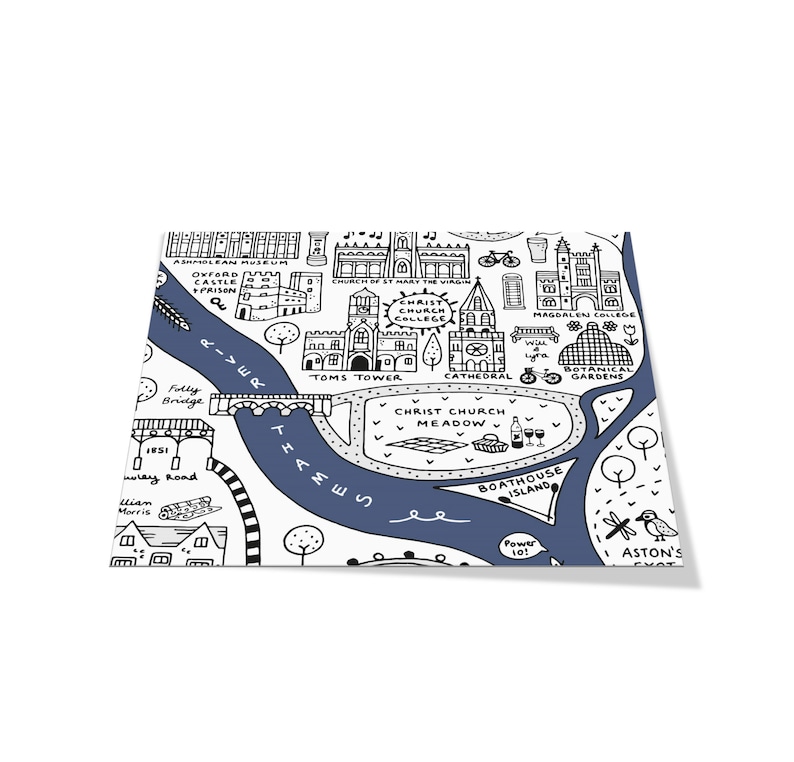 Oxford City Map Illustrated Oxford Map Oxford Print - Etsy UK
