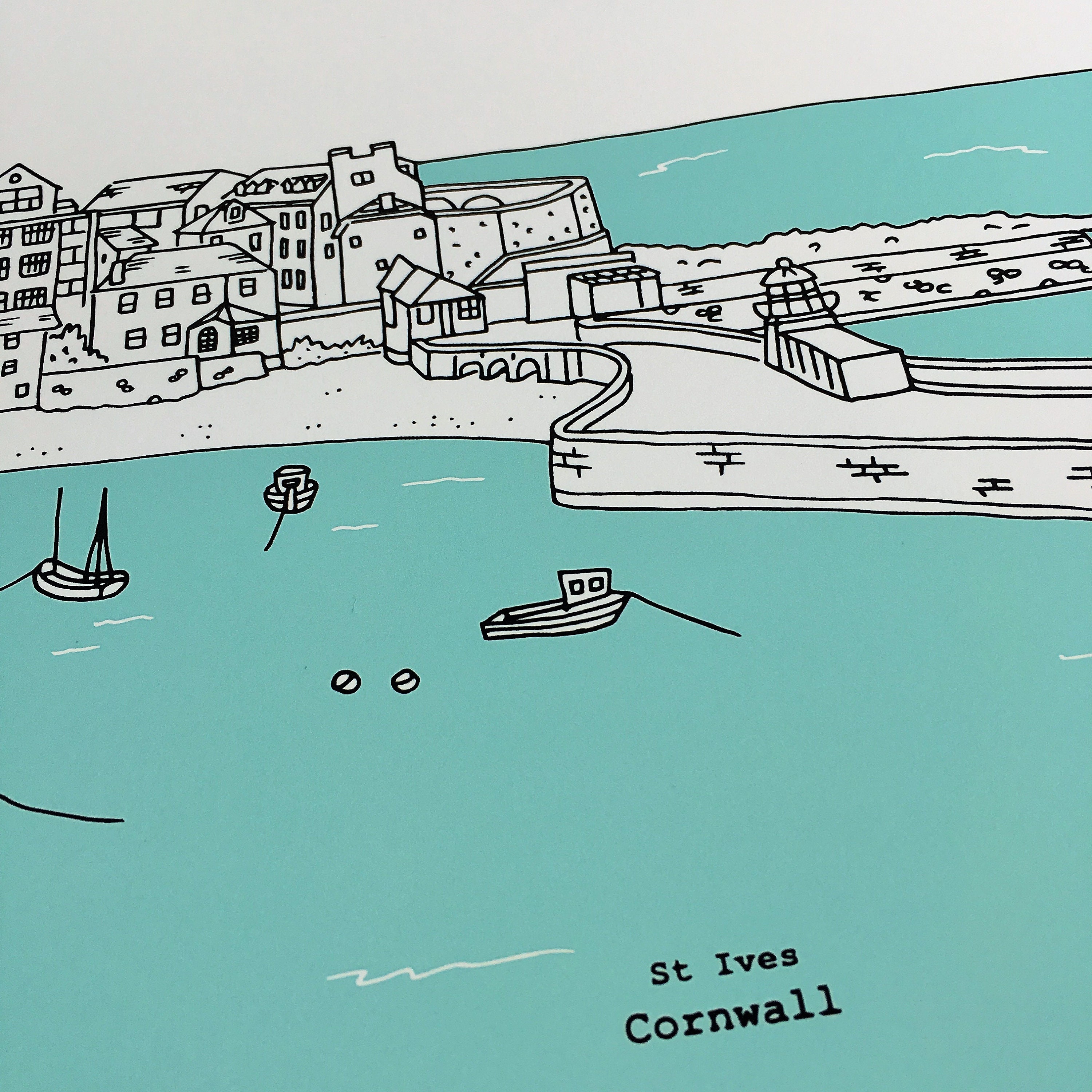 St Ives Harbour Print Cornwall Print Cornwall Illustration - Etsy UK