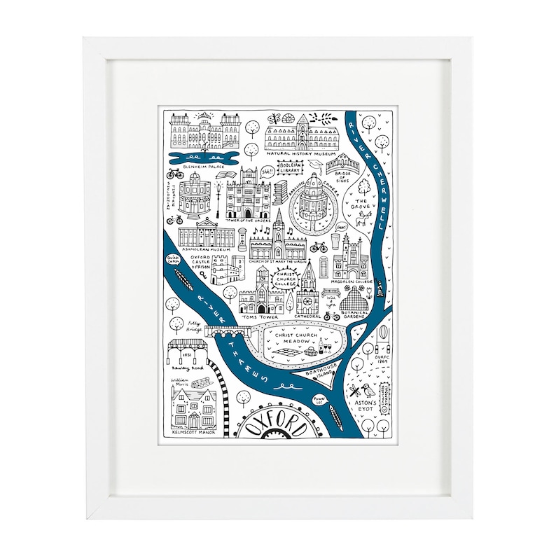 Oxford City Map Illustrated Oxford Map Oxford Print - Etsy UK