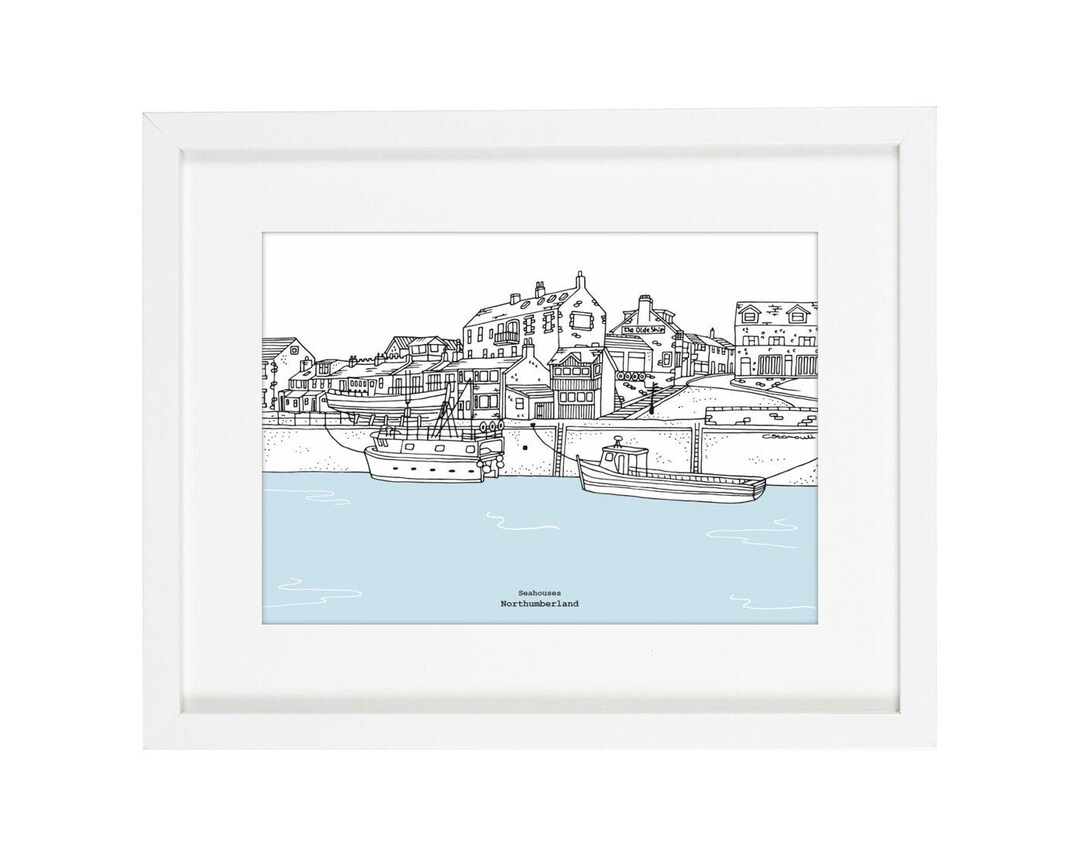 Seahouses Harbour Print Seahouses Illustration Northumberland Print ...
