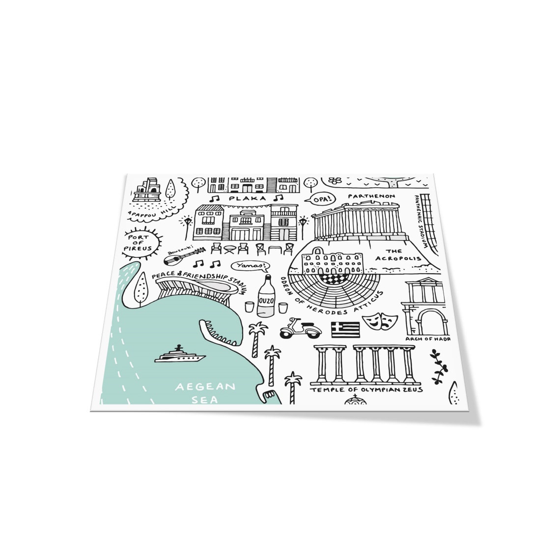 Athens Illustrated City Map Hand Drawn Athens Map Athens - Etsy UK