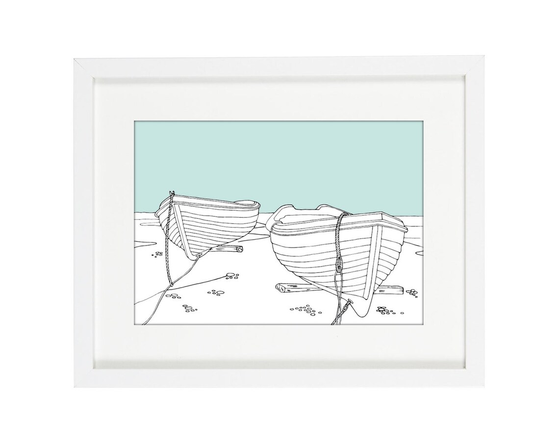 Rowing Boat Print Coastal Prints Nautical Prints - Etsy UK