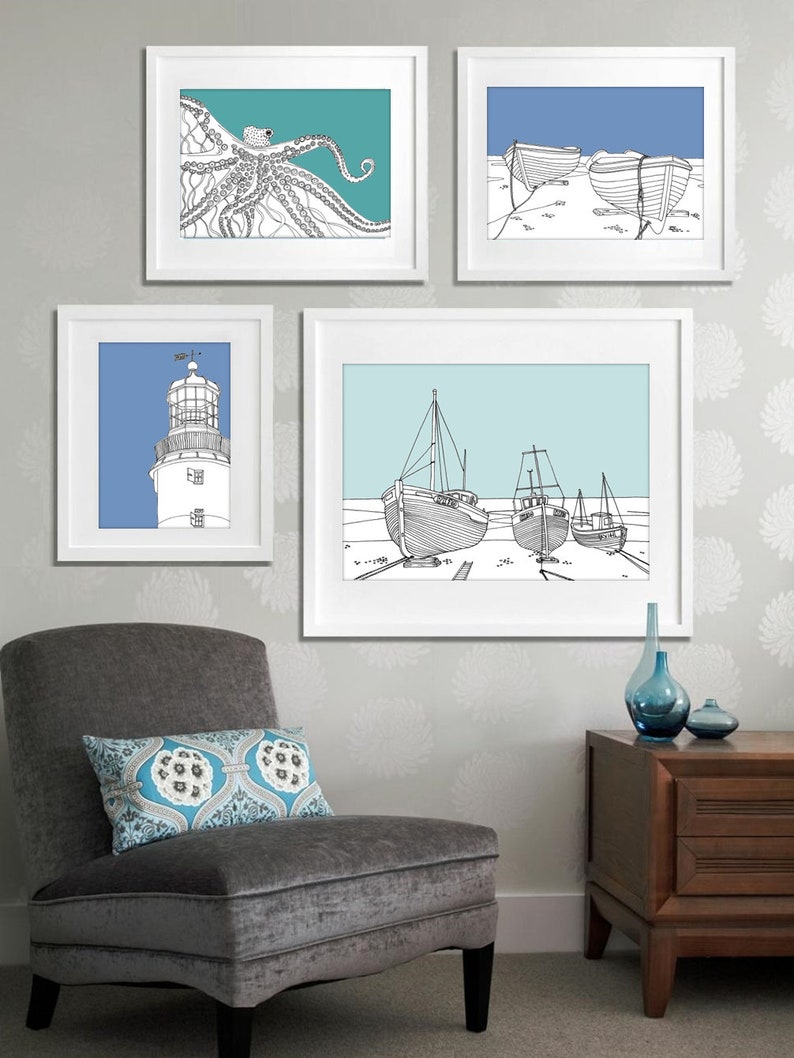 Fishing Boat Print Coastal Prints Nautical Prints | Etsy