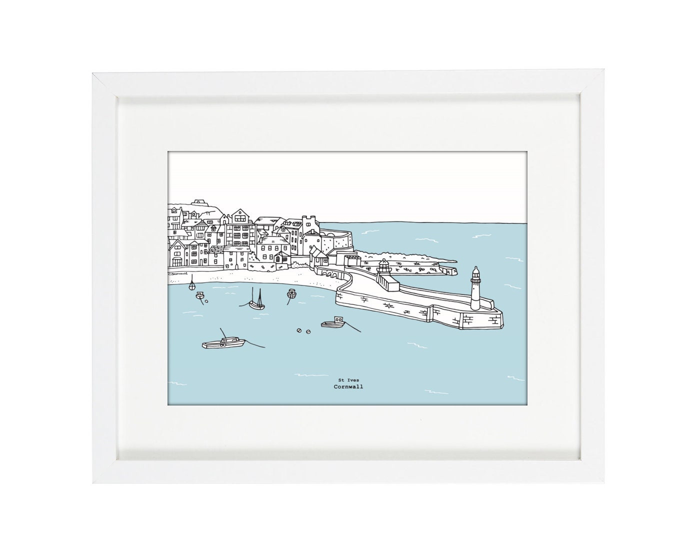 St Ives Harbour Print Cornwall Print Cornwall Illustration - Etsy UK
