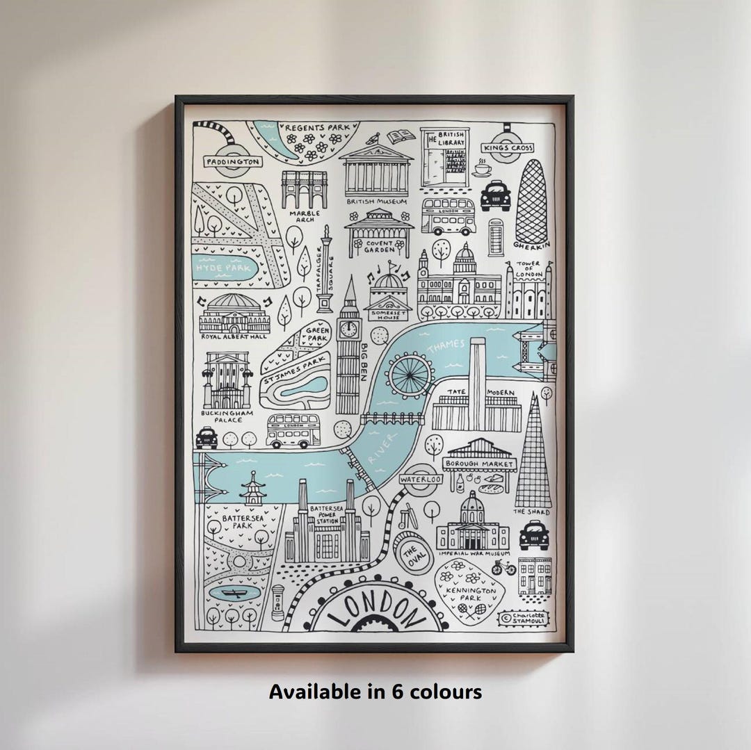 London City Map | Hand Drawn London Map | London Print | Birthday Gift ...