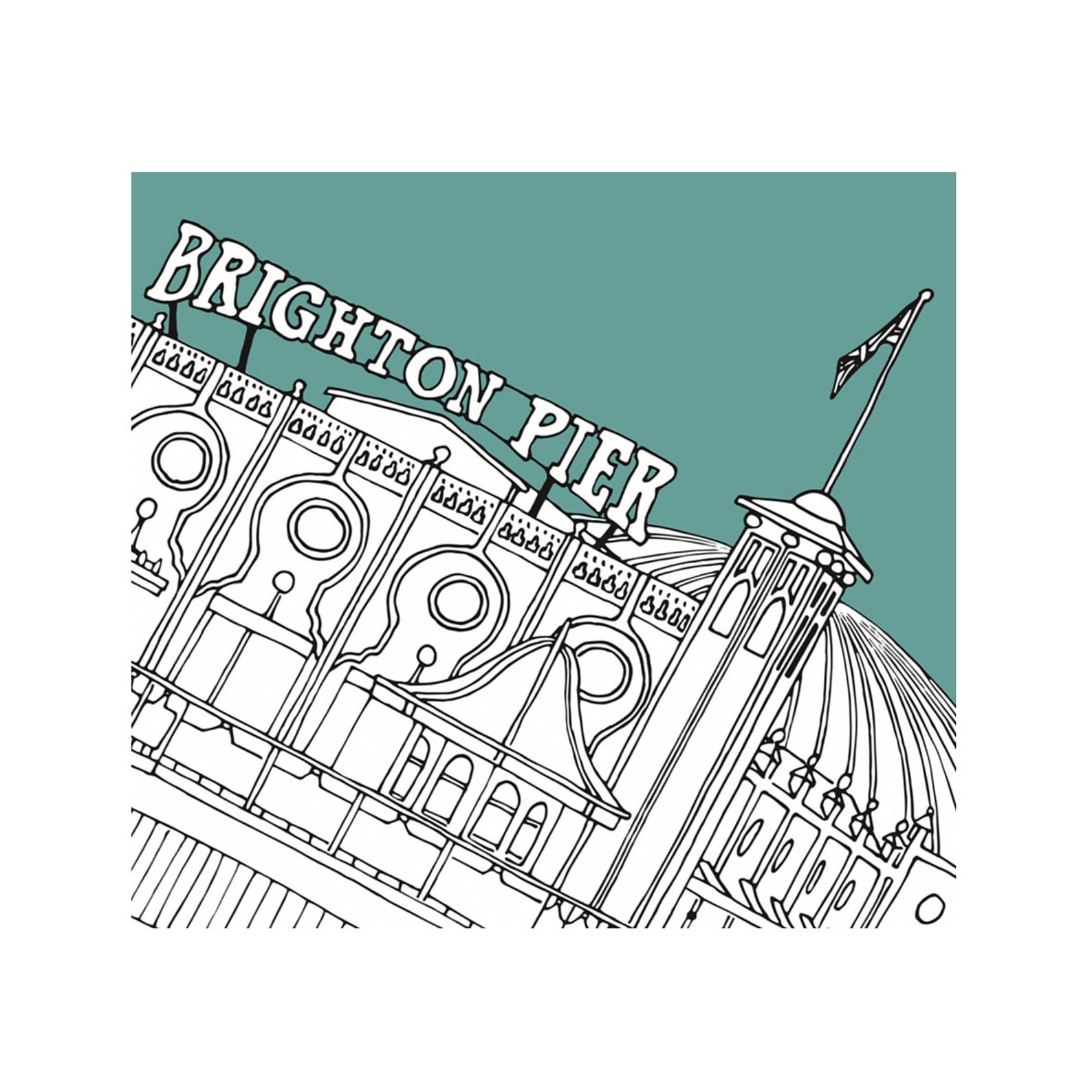 Brighton Pier | Brighton Print | Brighton Illustration | Coastal Prints ...