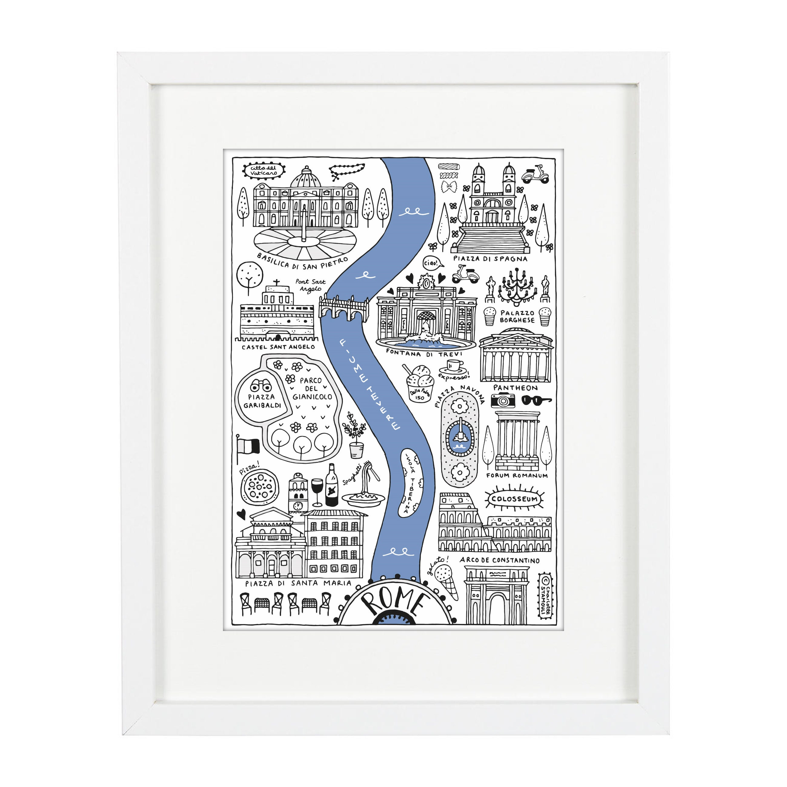 Rome City Map Illustrated Map of Rome Rome Print | Etsy