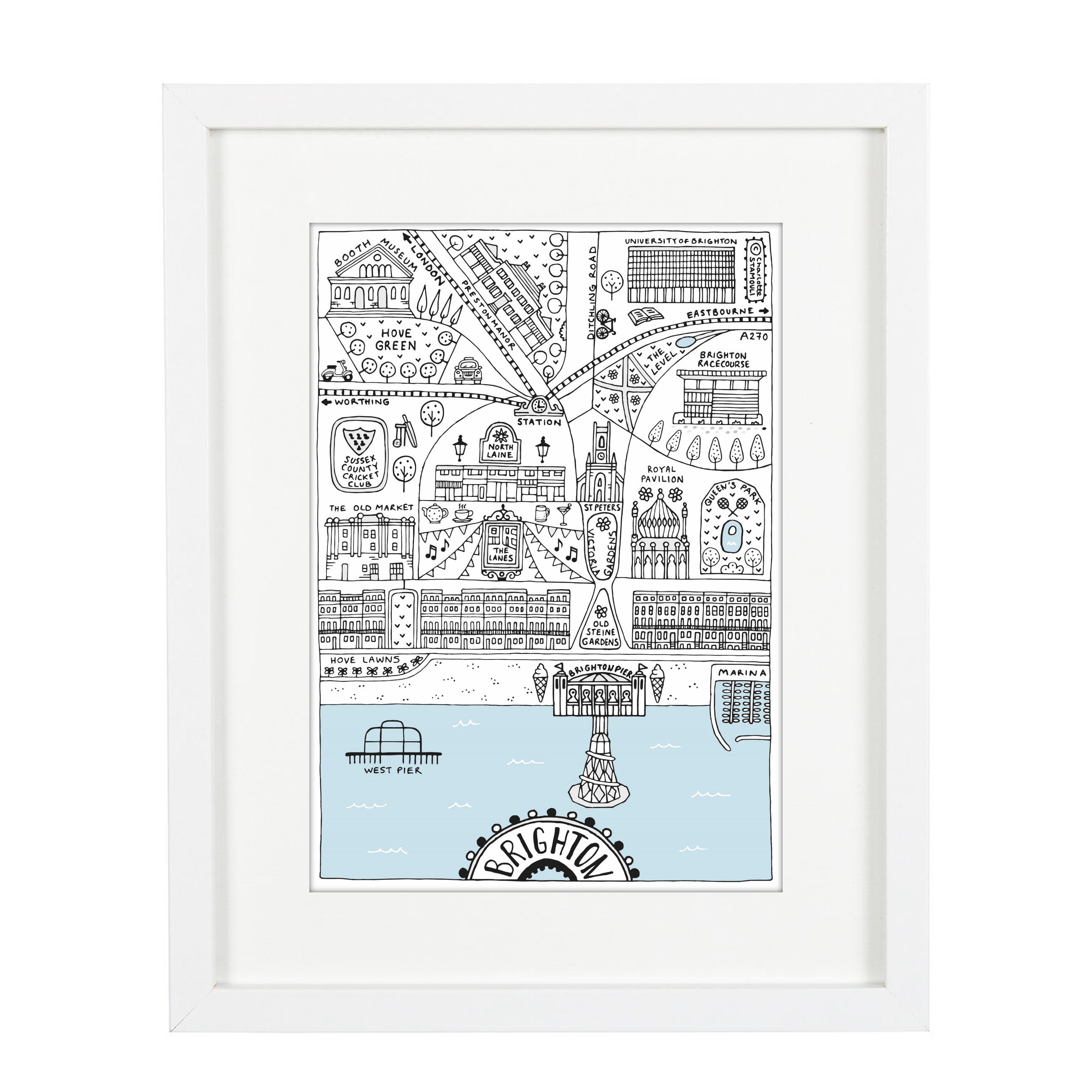 Brighton City Map Hand Drawn Brighton Map Brighton Print - Etsy UK