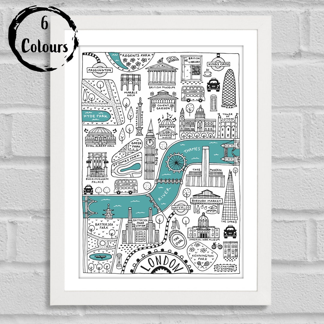 Buy London City Map Hand Drawn London Map London Print Birthday Gift ...