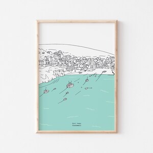 Port Isaac Print | Cornwall Print | Cornwall Illustration | Coastal ...