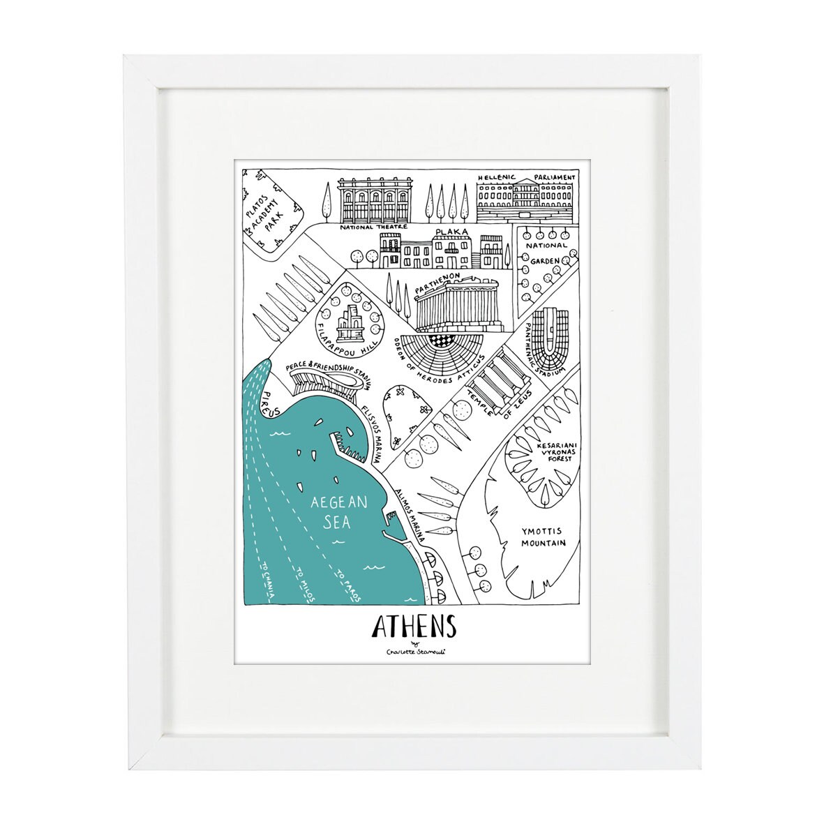 Athens Illustrated City Map Hand Drawn Athens Map Athens | Etsy
