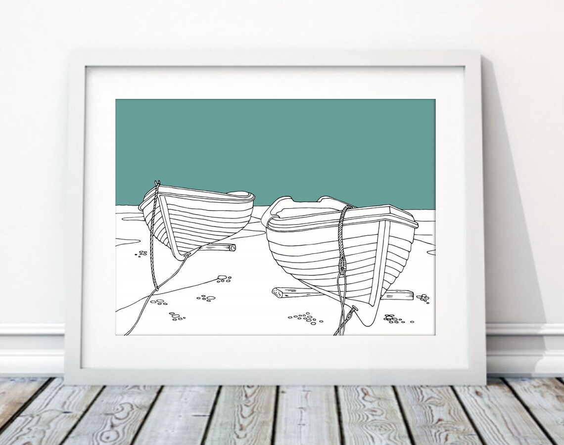 Rowing Boat Print Coastal Prints Nautical Prints - Etsy UK