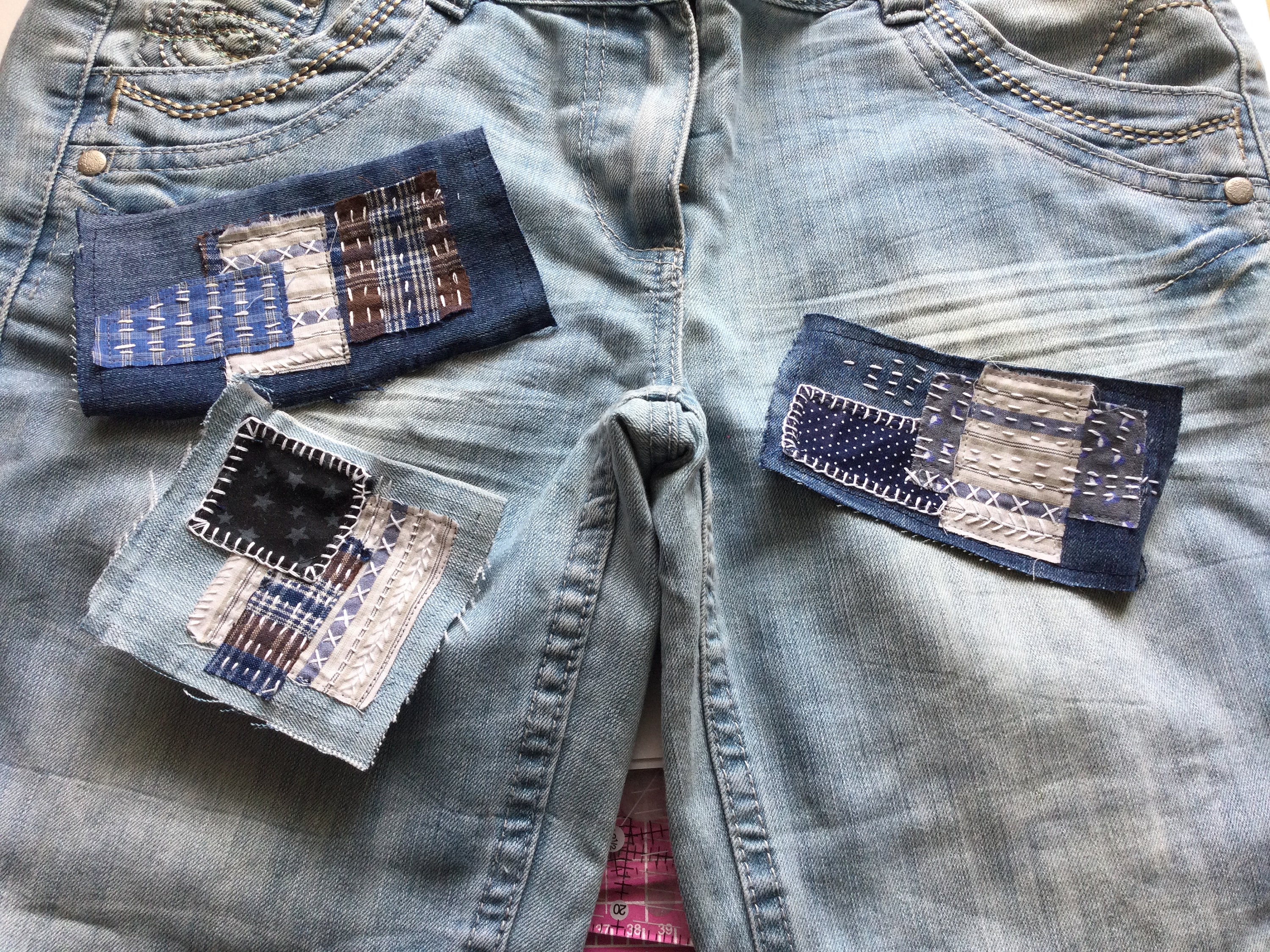 Boro Denim Patch/ Hand Stitched Decorative Denim | Etsy