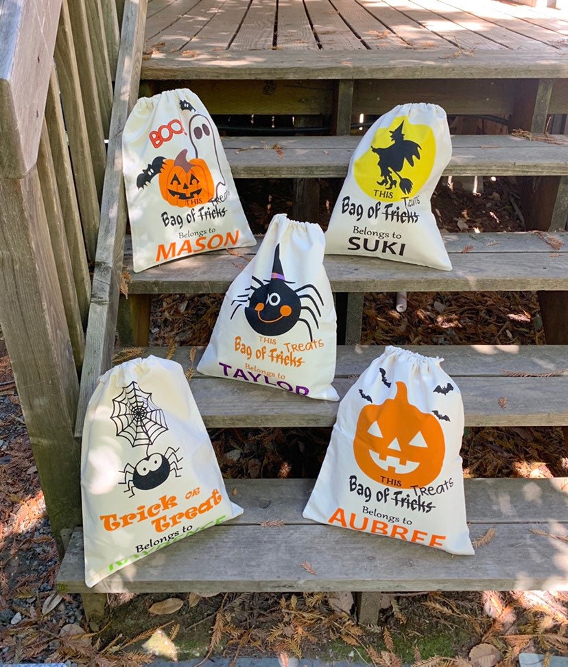 Trick or treat bags halloween bag halloween candy tote | Etsy