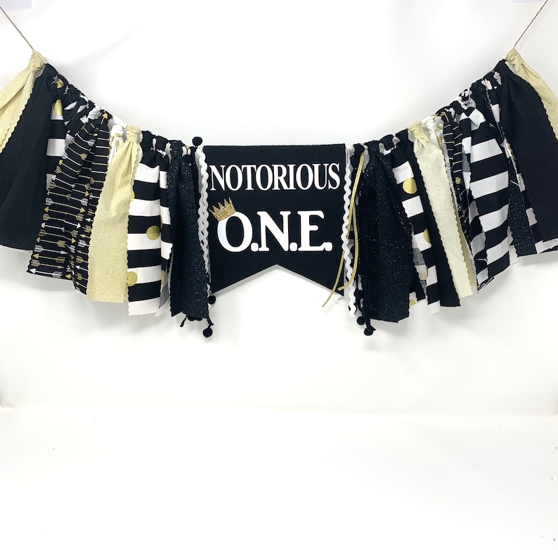 Notorious O.N.E. High Chair Banner Boys Black Gold and White | Etsy