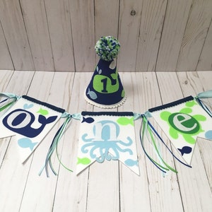 Under the Sea Birthday Hat and Banner - Boys First Birthday - Sea Life ...
