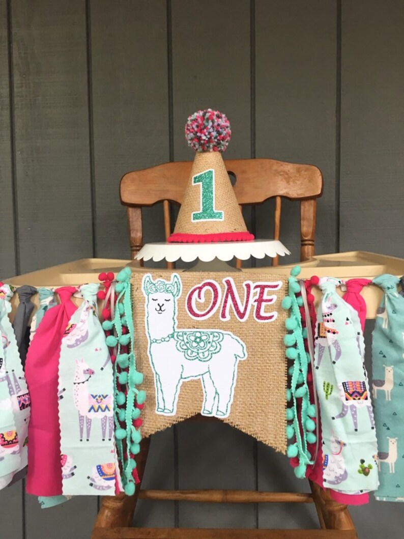 Llama High Chair Banner 1st Birthday Party Hat Llama - Etsy