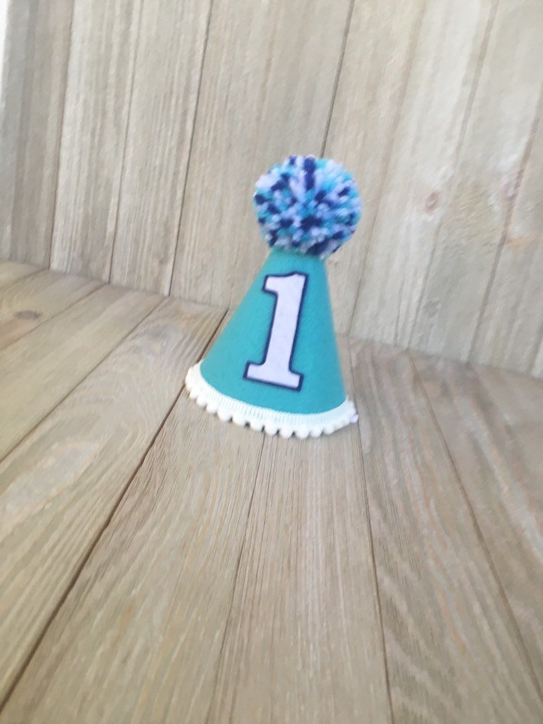 Boys First Birthday Hat - 1st Birthday Hat - Thrquoise Blue and White ...