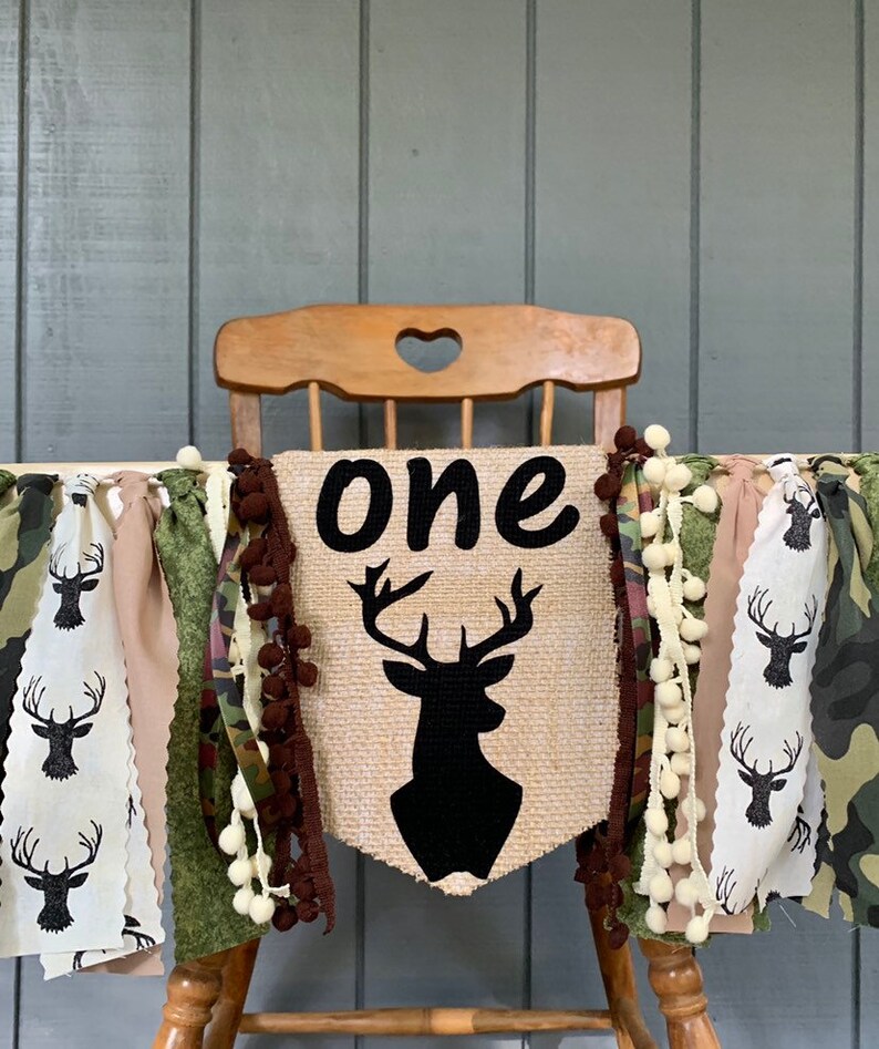 Deer High Chair Banner - Boys First Birthday Banner - Hunting Theme ...