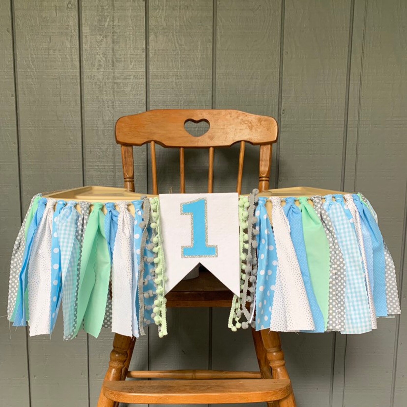 Boys High Chair Banner First Birthday Banner Boys Blue and - Etsy