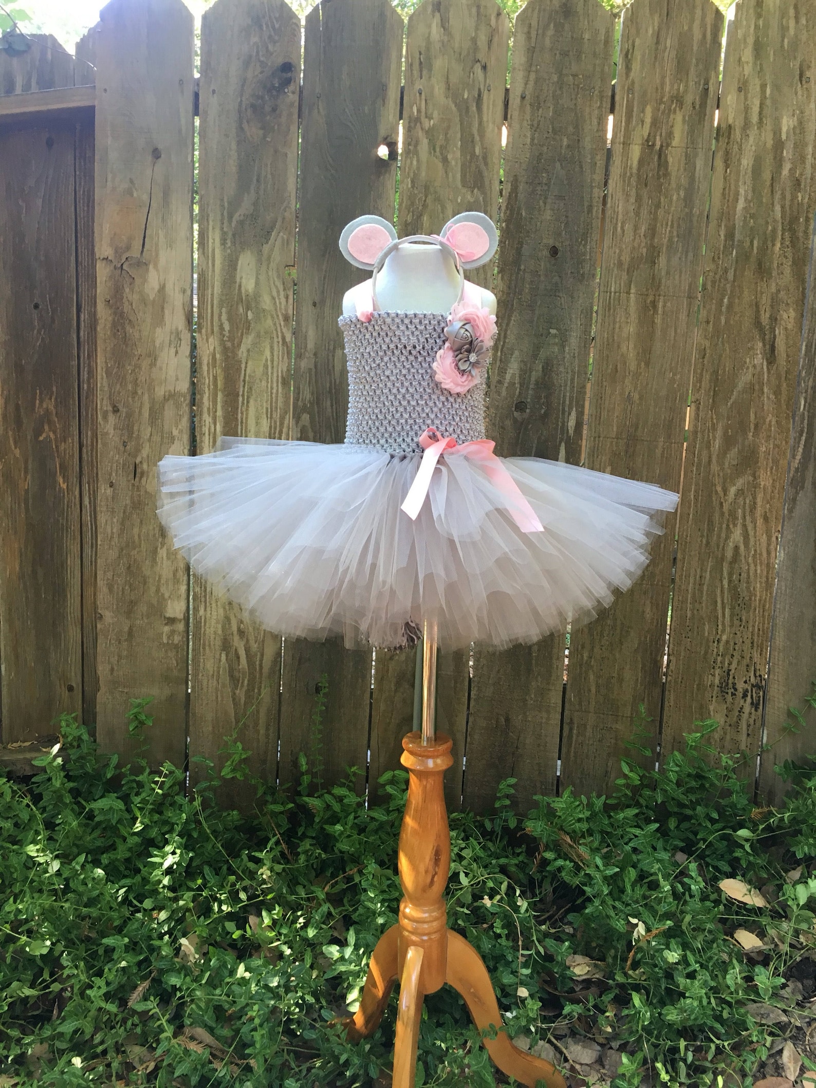 Mouse Tutu Dress - Mouse Costume - Halloween Costume - Gray and Pink ...