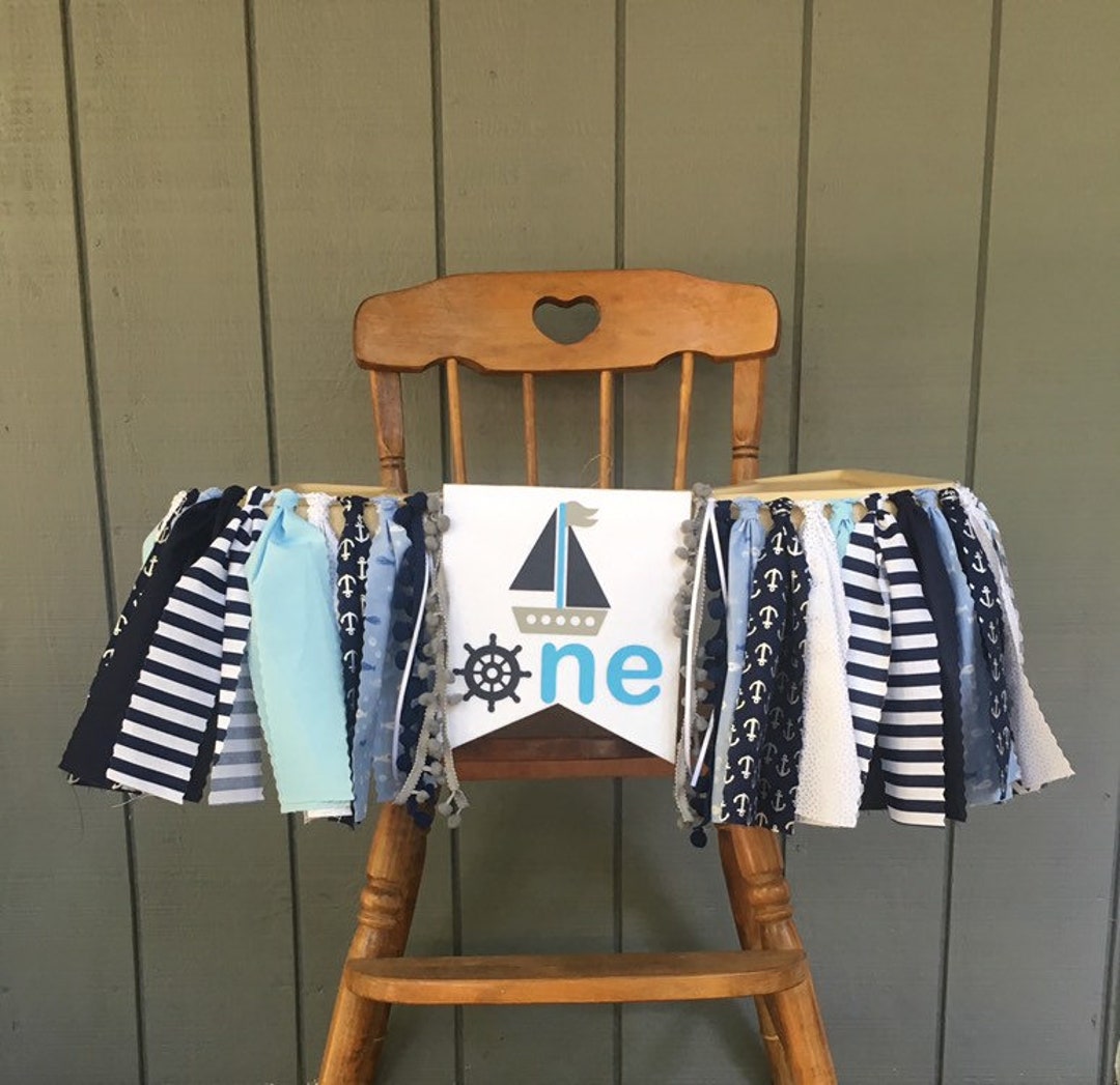Boys High Chair Banner - First Birthday High Chair Banner - Anchor ...