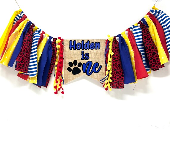 Boys Paw Print Birthday Banner Puppy Theme High Chair Banner - Etsy