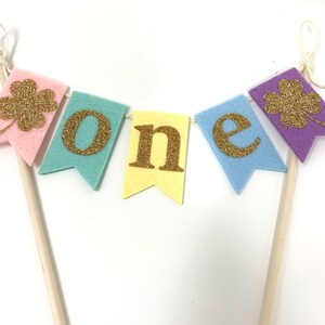 Lucky One Birthday Banner- Cake Topper - Girls 1st Birthday Party Hat ...