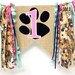 Girls Paw Print Birthday Banner - Puppy Theme High Chair Banner - Girls ...