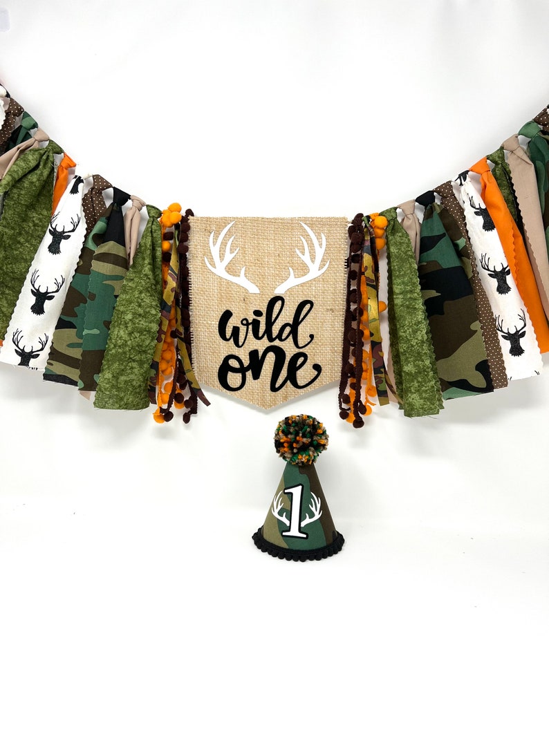 Hunting High Chair Banner - Boys First Birthday Banner - Deer Theme ...