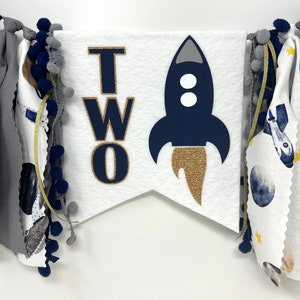 Two the Moon Banner - Rocket Ship Birthday Banner - Boys 2nd Birthday ...