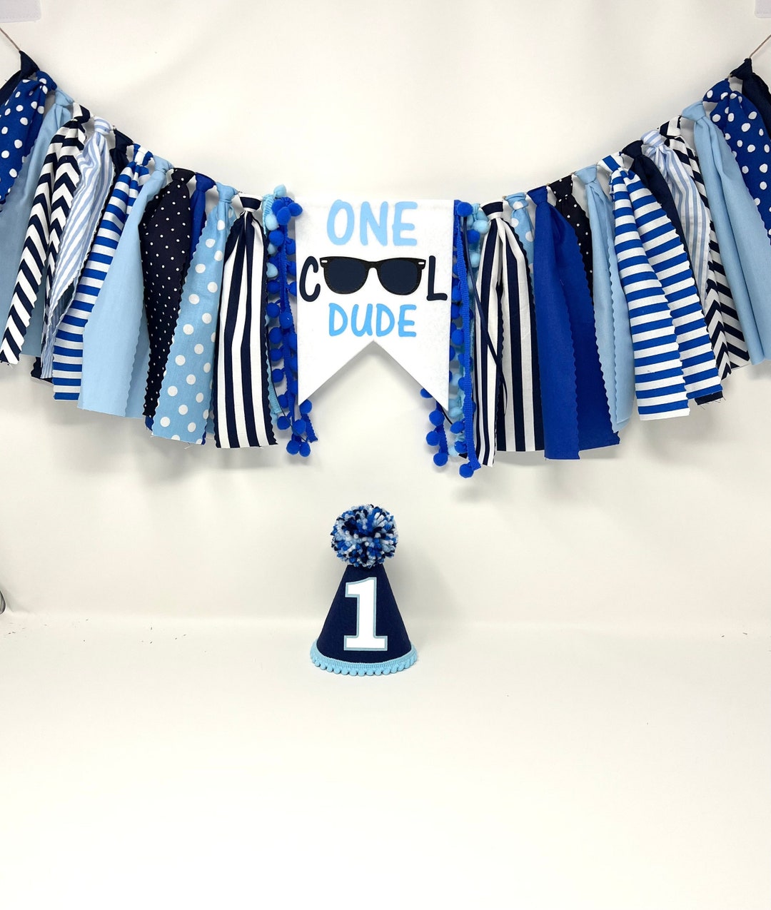 One Cool Dude Birthday Banner - First Birthday Banner -boys Blue Cool ...