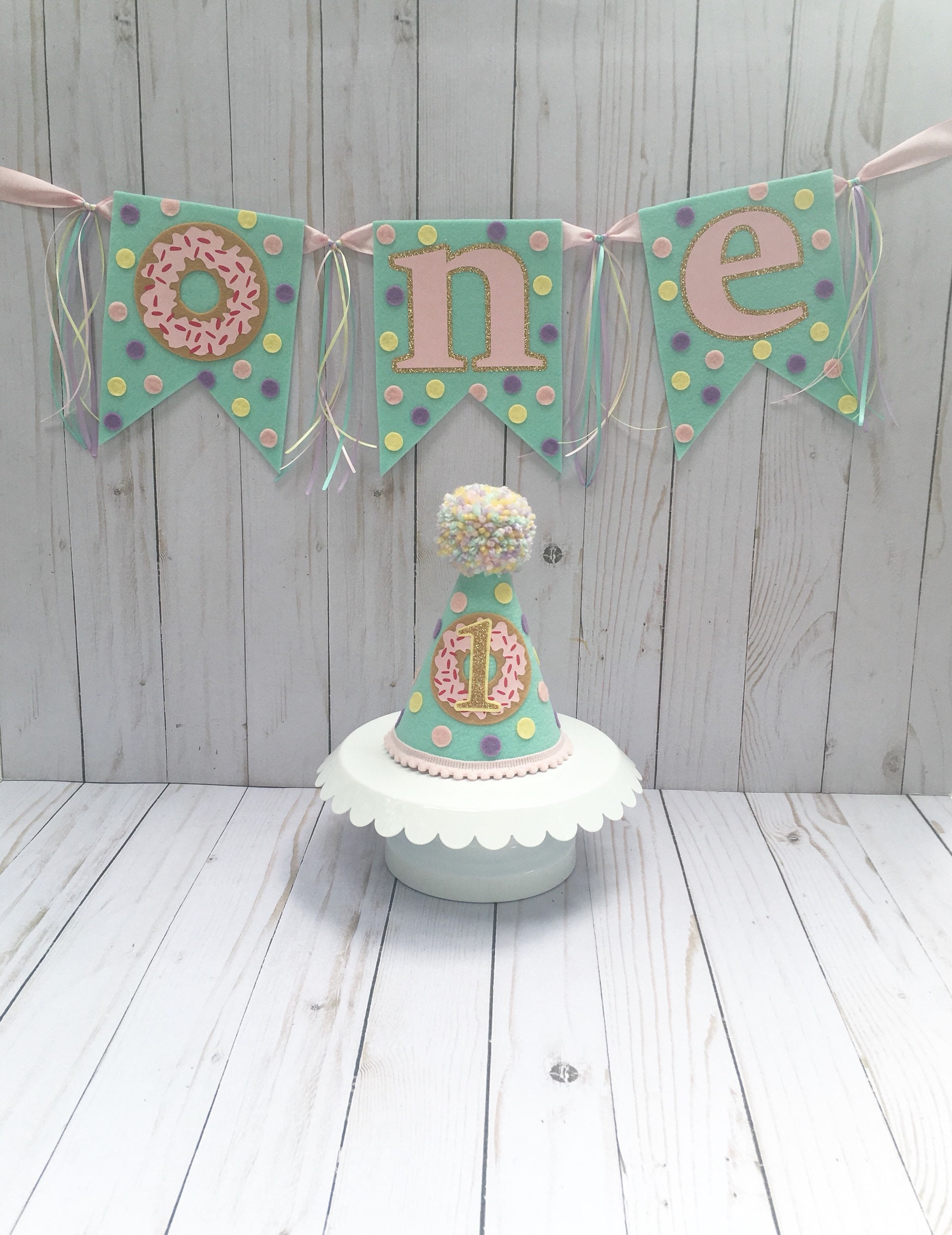 Donut Grow up Girls 1st Birthday Hat and Banner Donut | Etsy