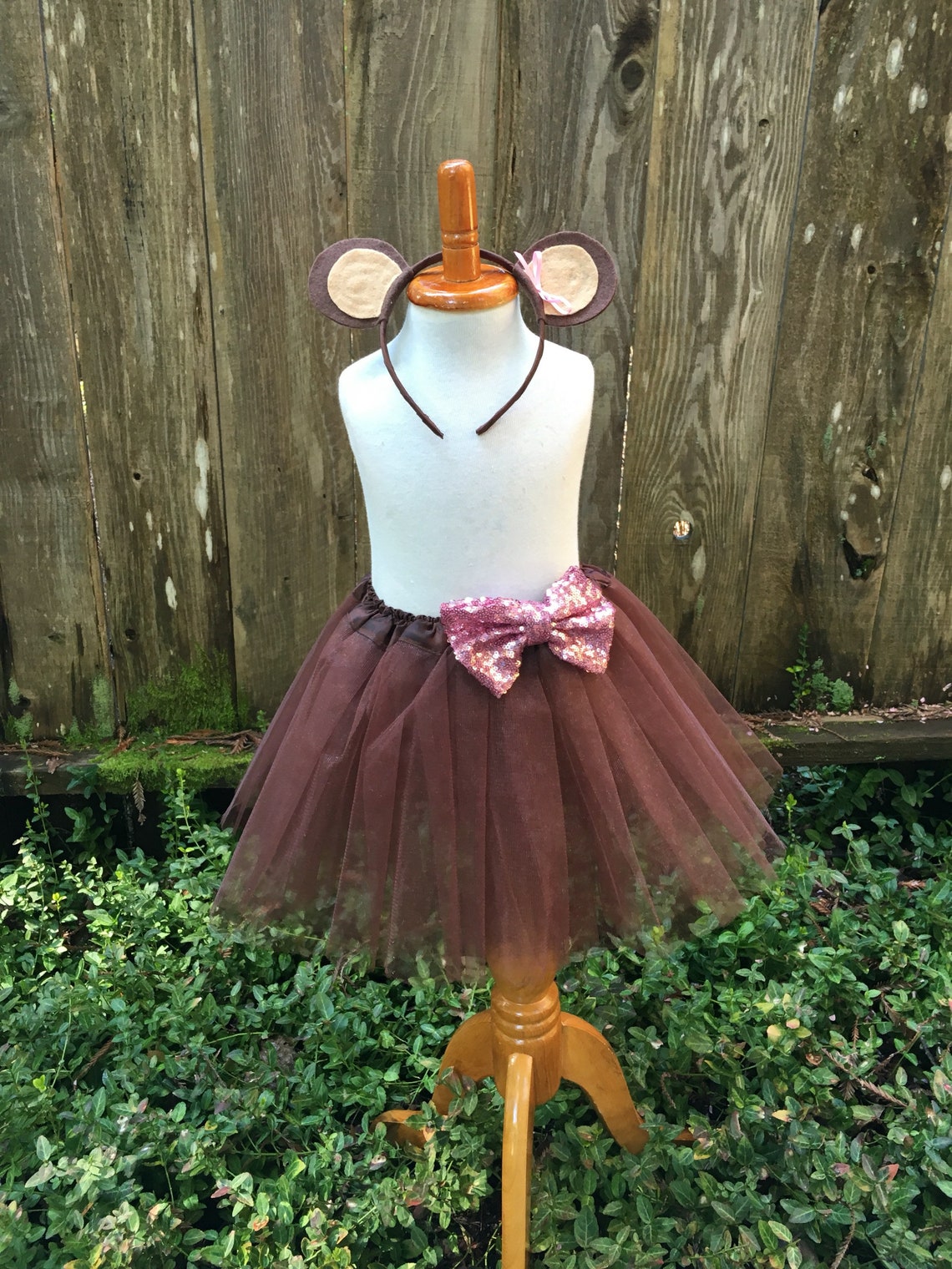 Monkey Costume - Pink and Brown Monkey Tutu - Girls Halloween Costume ...