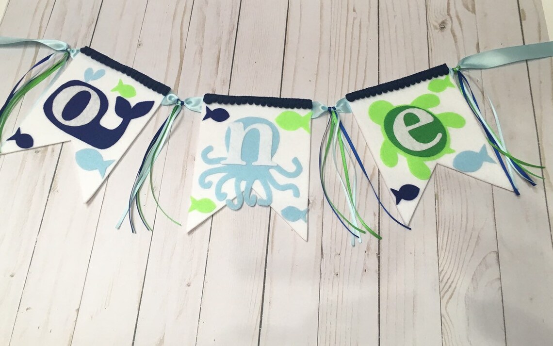 Under the sea birthday hat and banner boys first birthday | Etsy