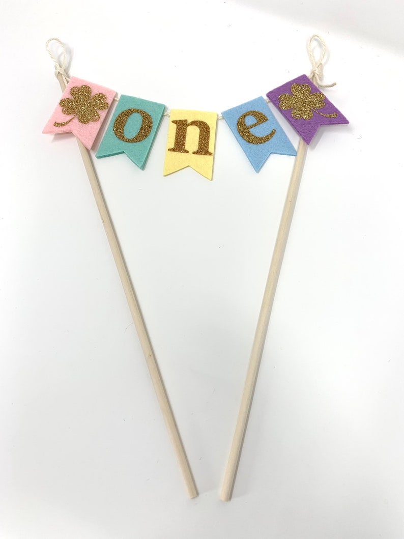 Lucky One Birthday Banner Cake Topper Girls 1st Birthday | Etsy