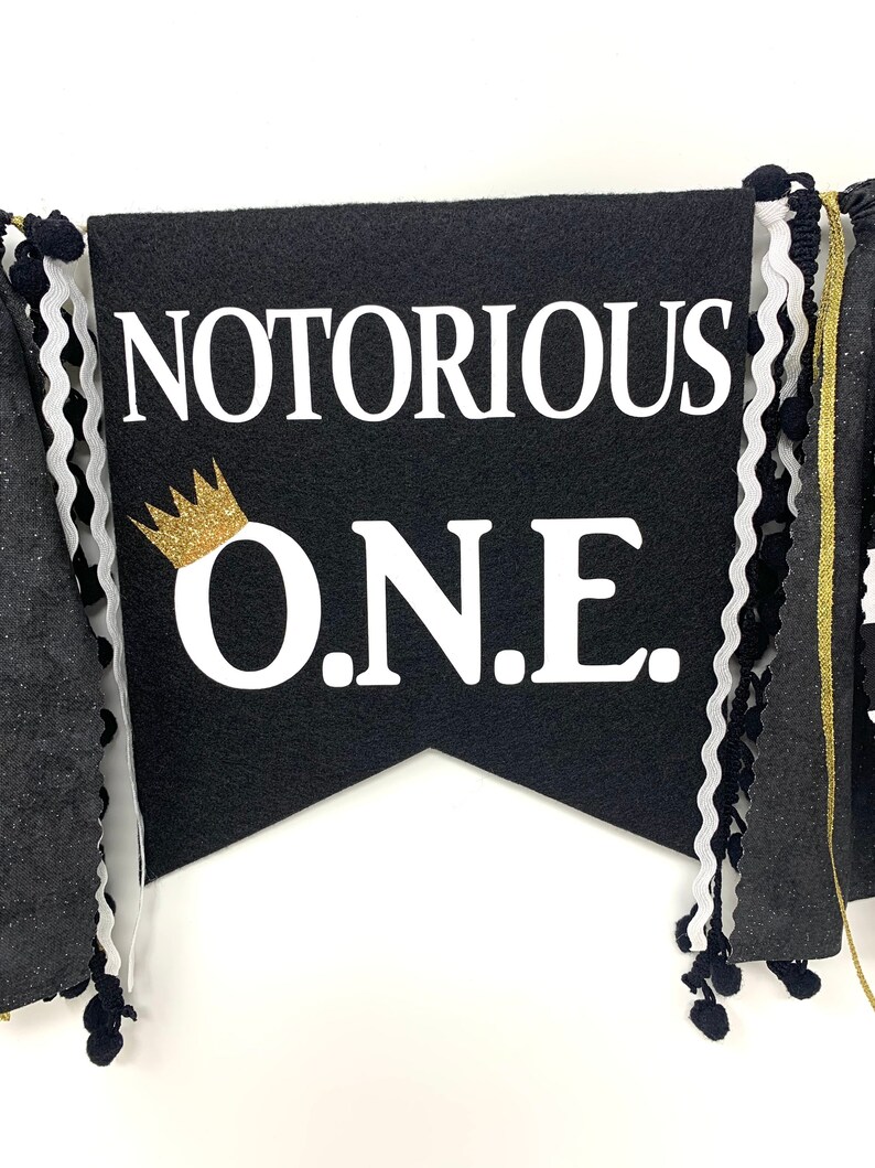Notorious O.N.E. High Chair Banner Boys Black Gold and White | Etsy