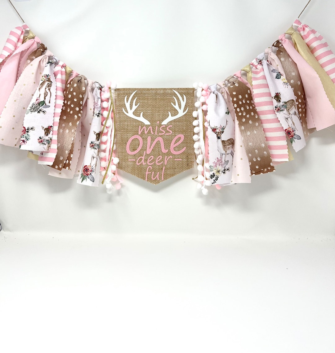 Miss One-deer-ful High Chair Banner - Girls 1st Birthday - Oh Deer ...