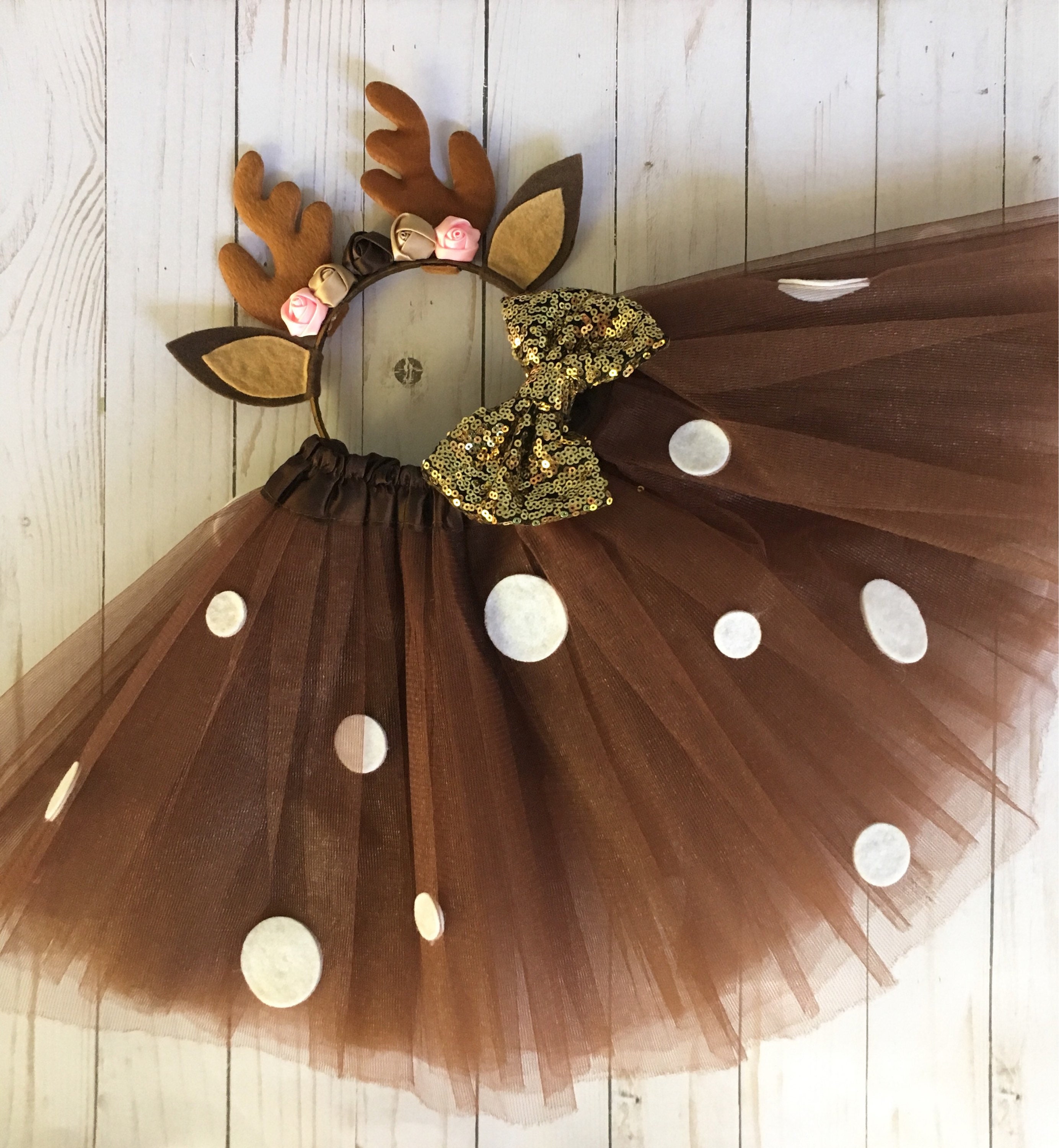 Deer costume girls deer outfit brown deer tutu Christmas | Etsy