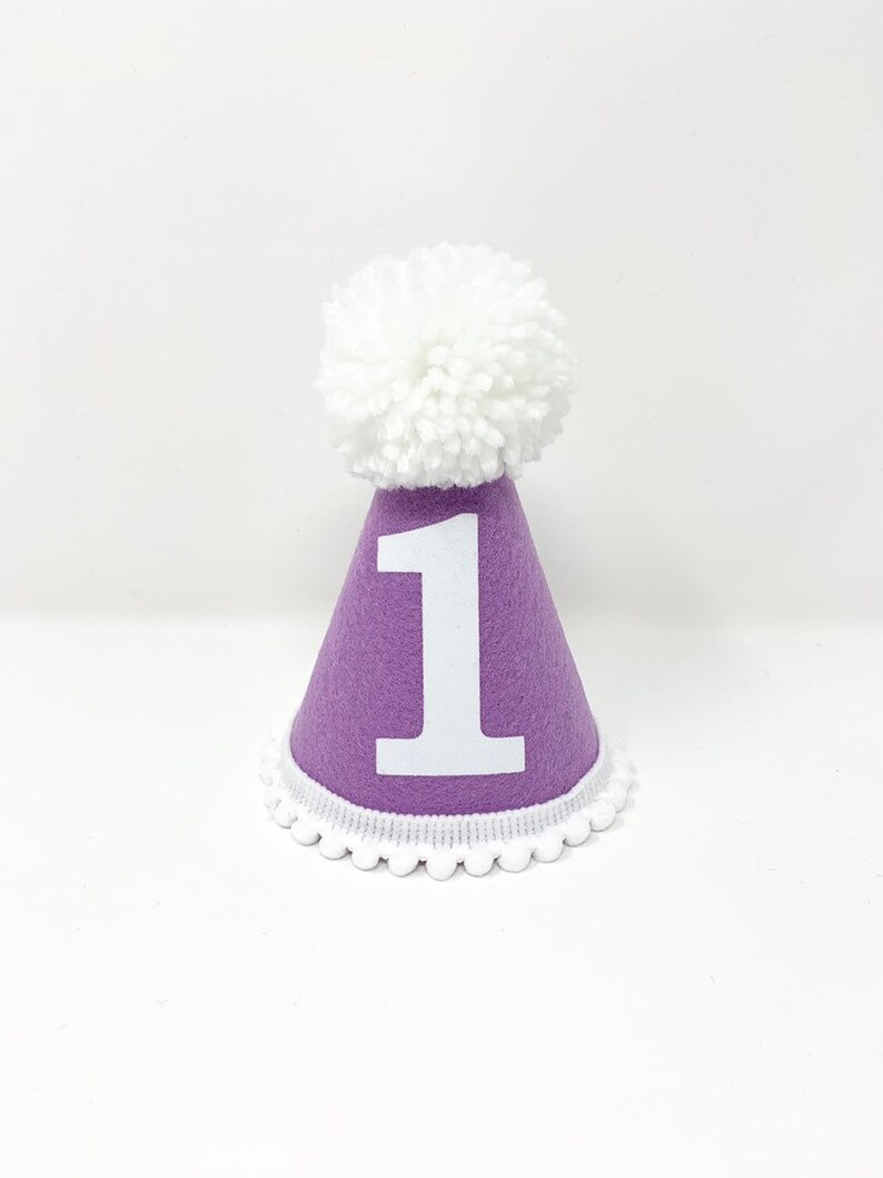 Girls 1st Birthday Hat and Banner - Purple Party Hat - Girls High Chair ...