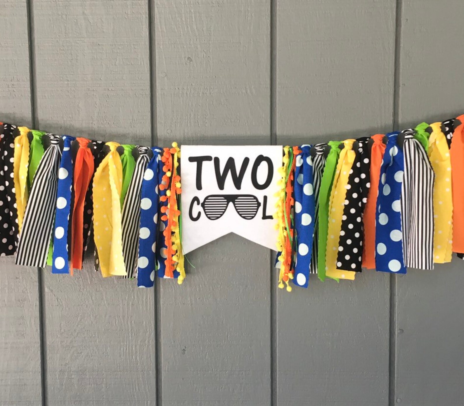 Boys two cool birthday banner second birthday banner two | Etsy