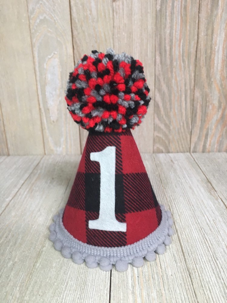 Buffalo Plaid Birthday Hat - First Birthday Hat - 1st Birthday Hat ...