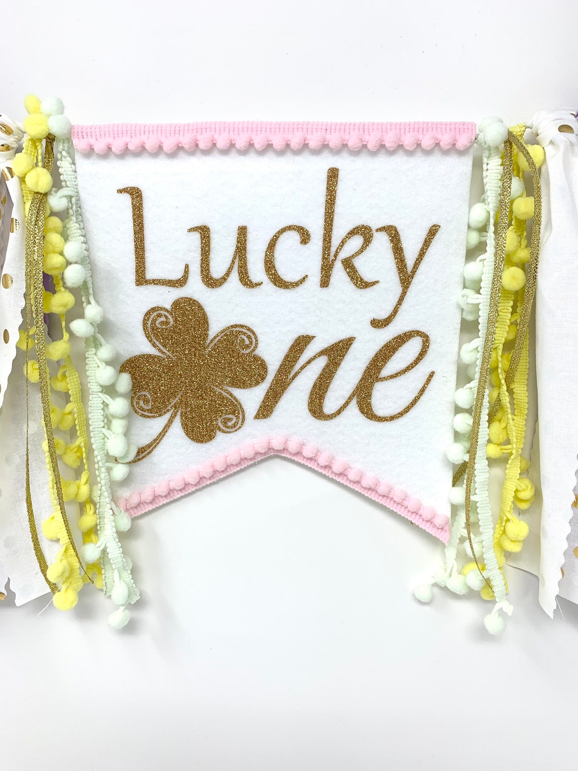 Lucky one birthday banner cake topper girls 1st birthday | Etsy