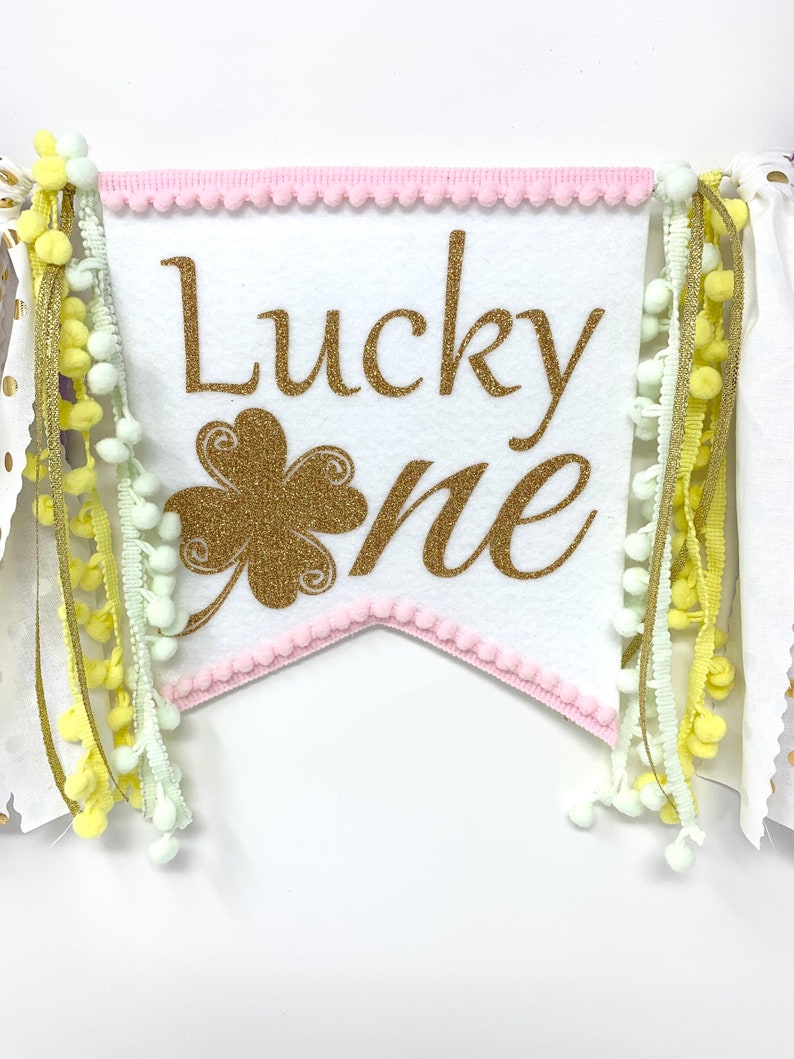 Lucky One Birthday Banner- Cake Topper - Girls 1st Birthday Party Hat ...