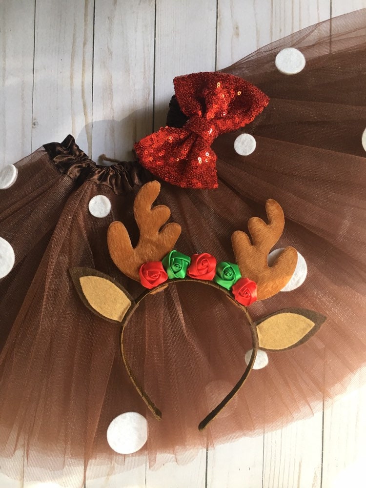 Reindeer costume girls deer outfit brown deer tutu | Etsy